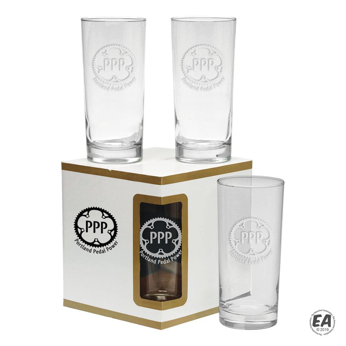 Promotional 15 oz. Deluxe Cooler Glass 4-Pack Gift Set w/Deep Etch ...