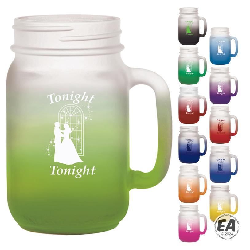 Customized 16 oz. Glass Handle Mason Jar with Frosty Blend Spray ...