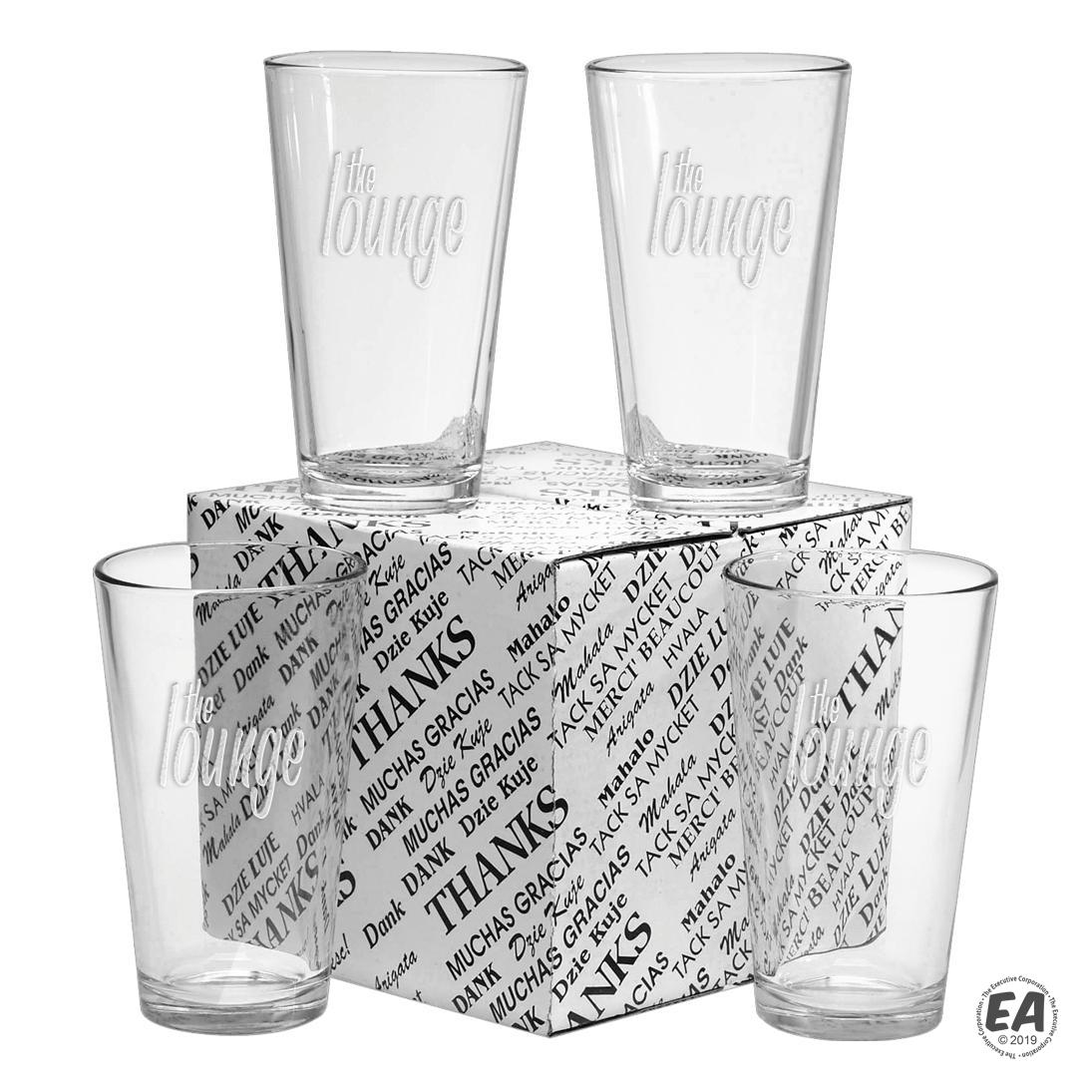 Branded 16 oz. Pint Mixing Glass 4-Pack Gift Set w/Deep Etch ...