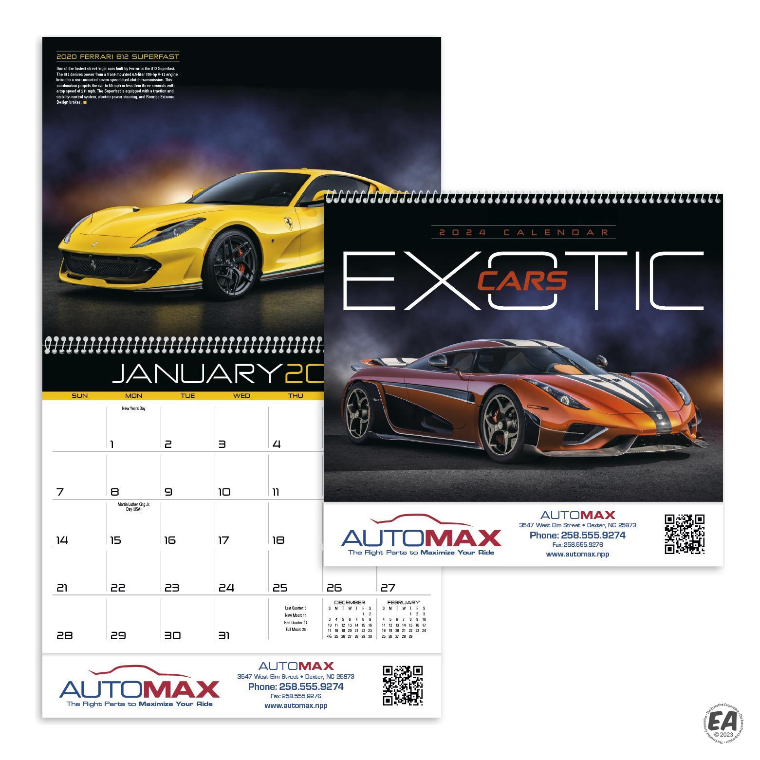 Promotional Exotic Cars - Hanging Calendar | Branded Calenders ...
