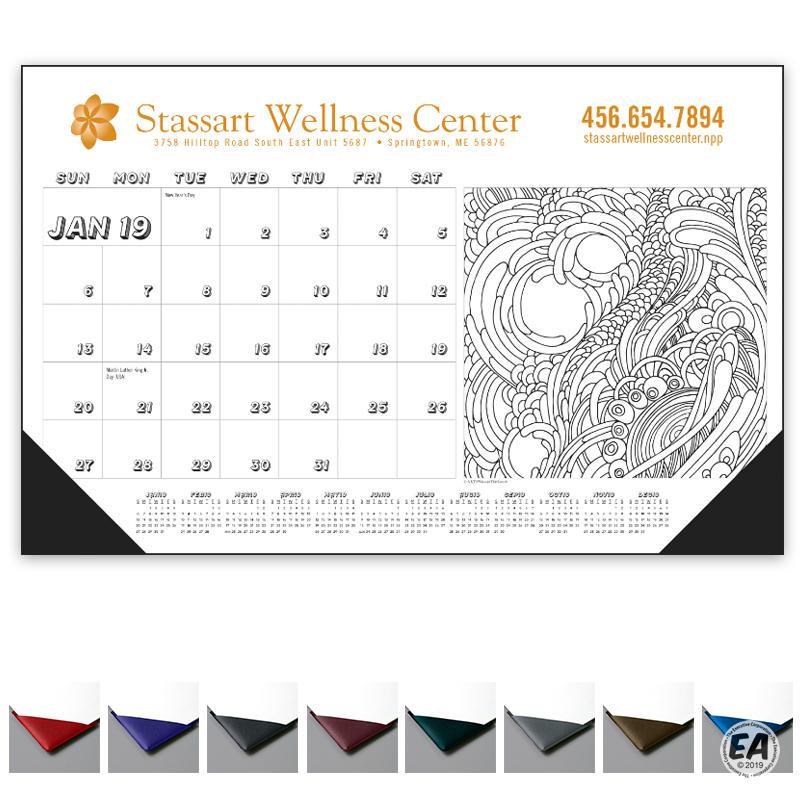 Promotional Adult Coloring Desk Pad Calendar with Vinyl Corners ...
