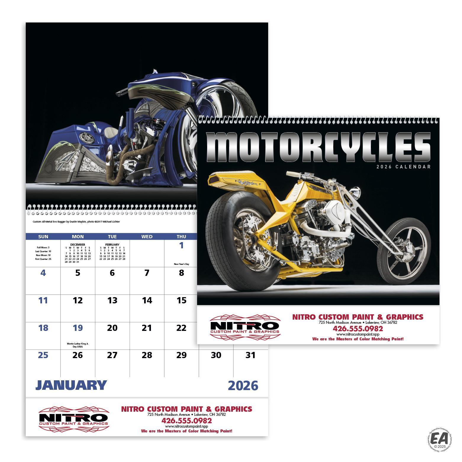 Custom Motorcycles - Spiral Appointment Calendar | Promotional ...