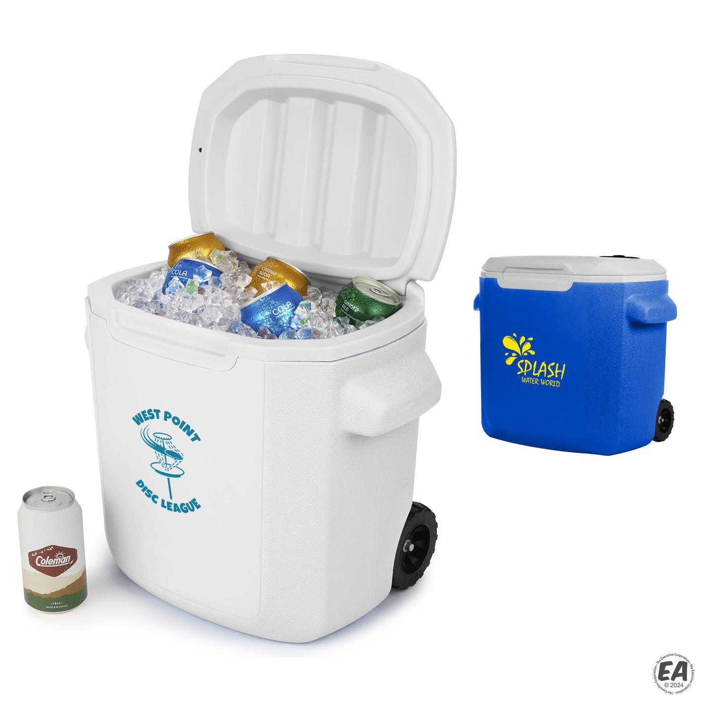 Branded Coleman 28 Quart Wheeled Cooler | Customized Cooler Bags ...