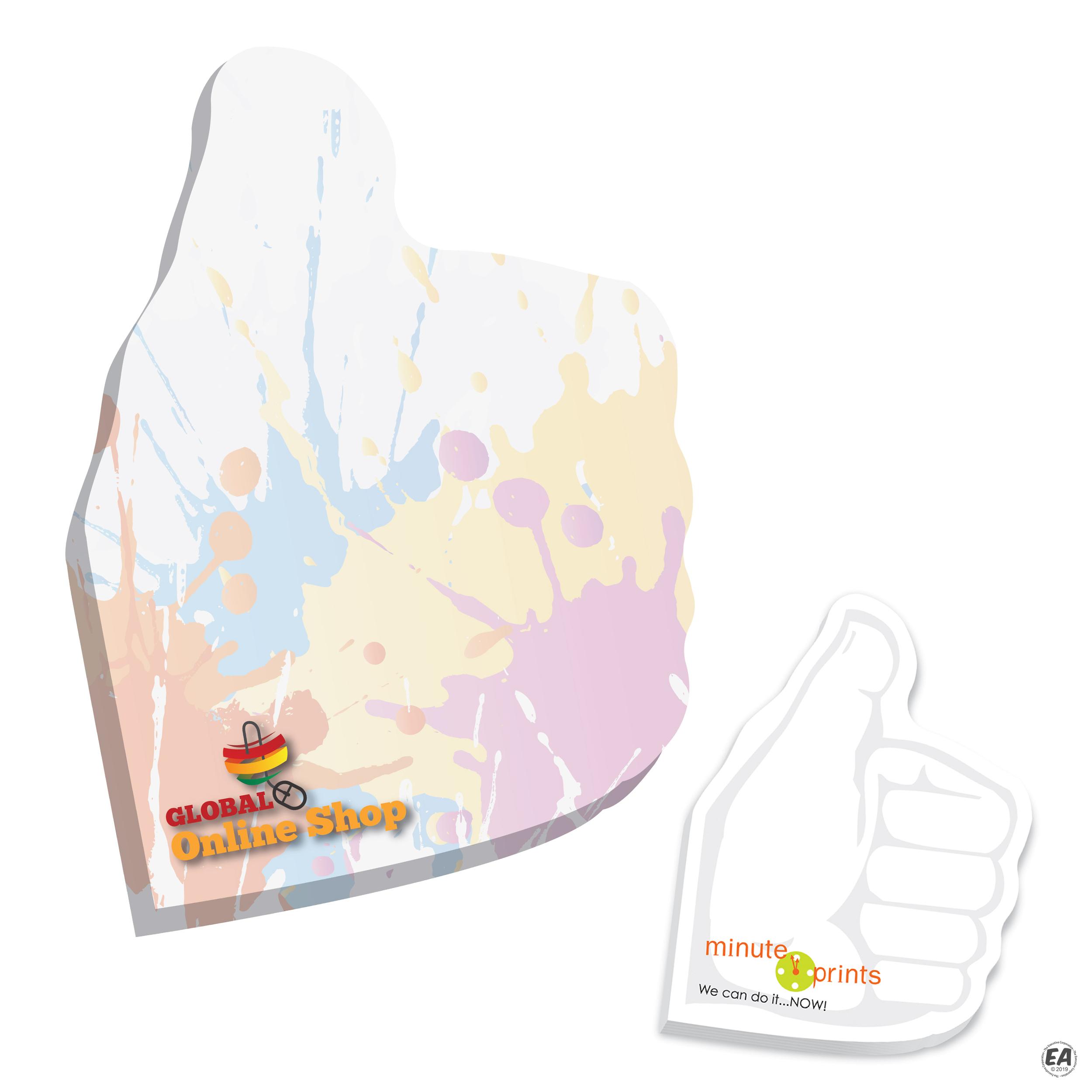 Customized Souvenir 4x3 Thumbs Up Die-Cut Sticky Notes (25 Sheets ...