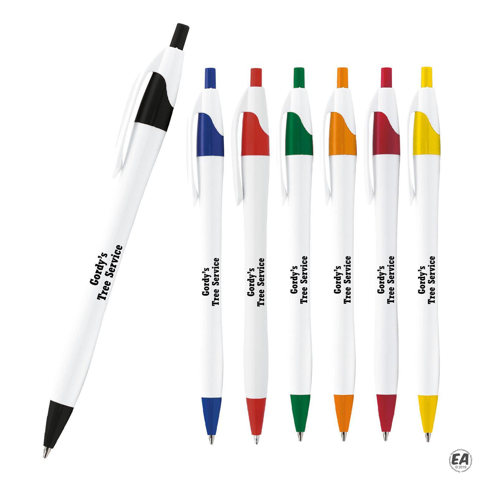 Custom White Dart Retractable Pen | Promotional Plastic Click Pens ...