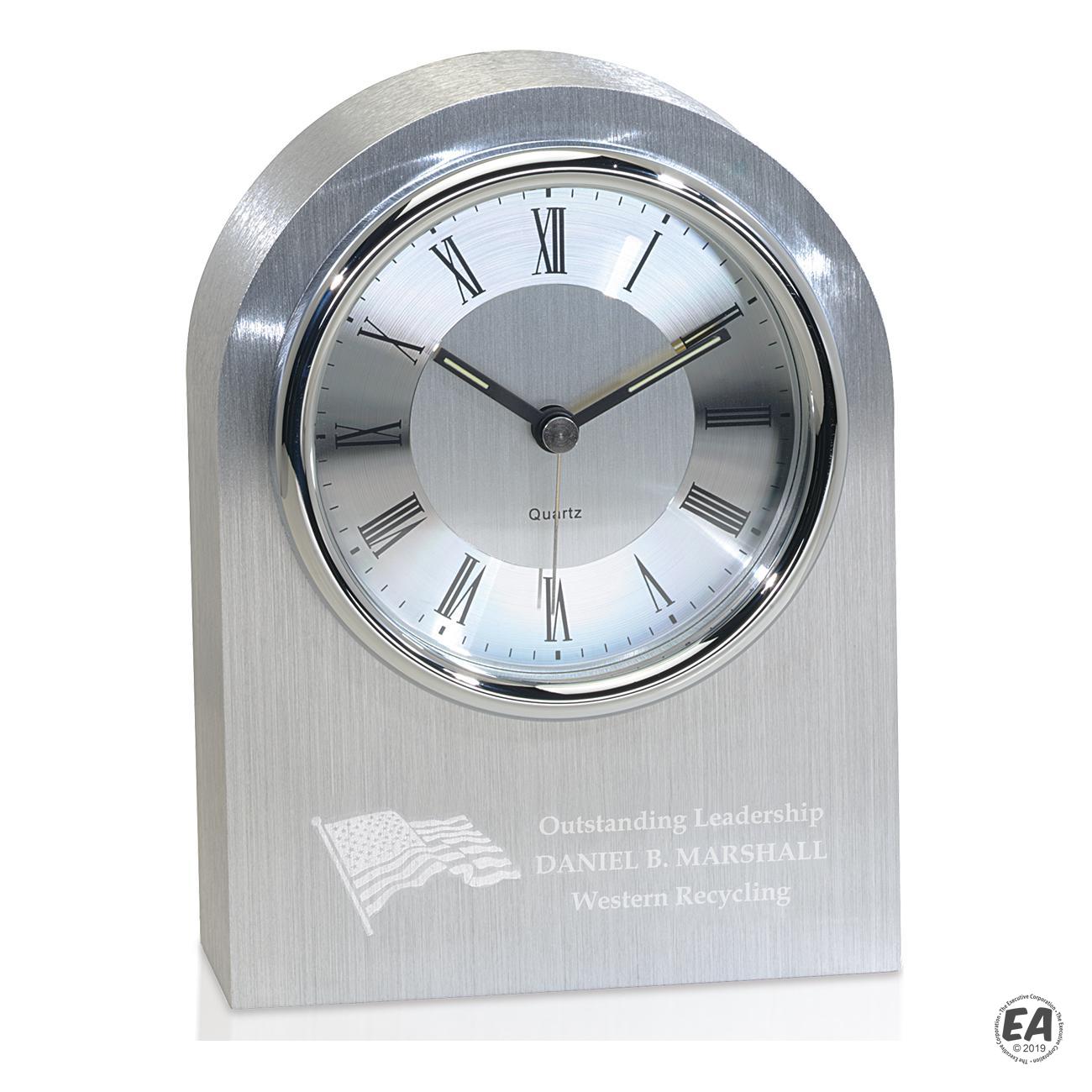 Promotional Jaffa Silver Arch Clock | Branded Analog Clocks | Custom ...
