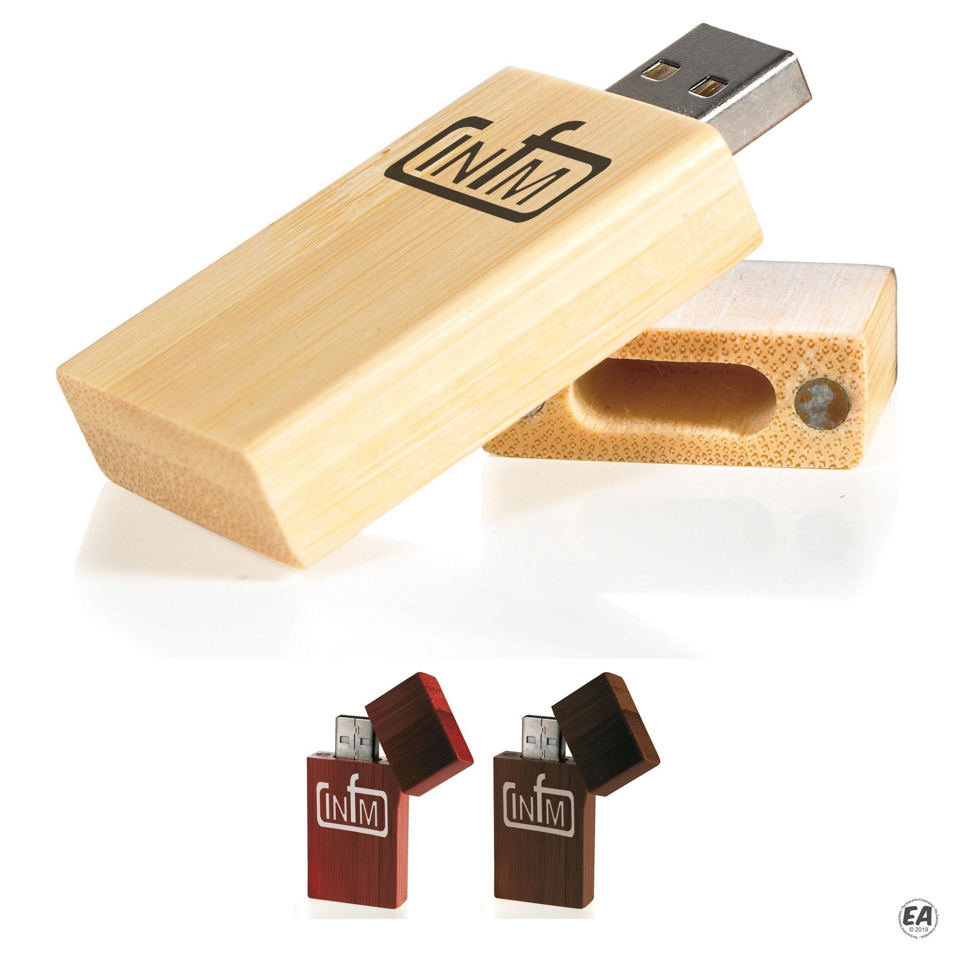 Customized 8 GB Bamboo Rectangle USB 2.0 Flash Drive | Branded Flash ...
