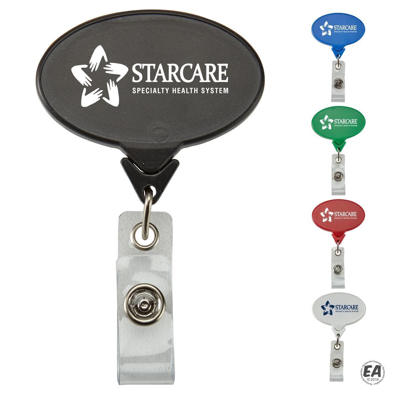 Promotional Oval Secure-A-Badge | Customized Name Badge Holders ...
