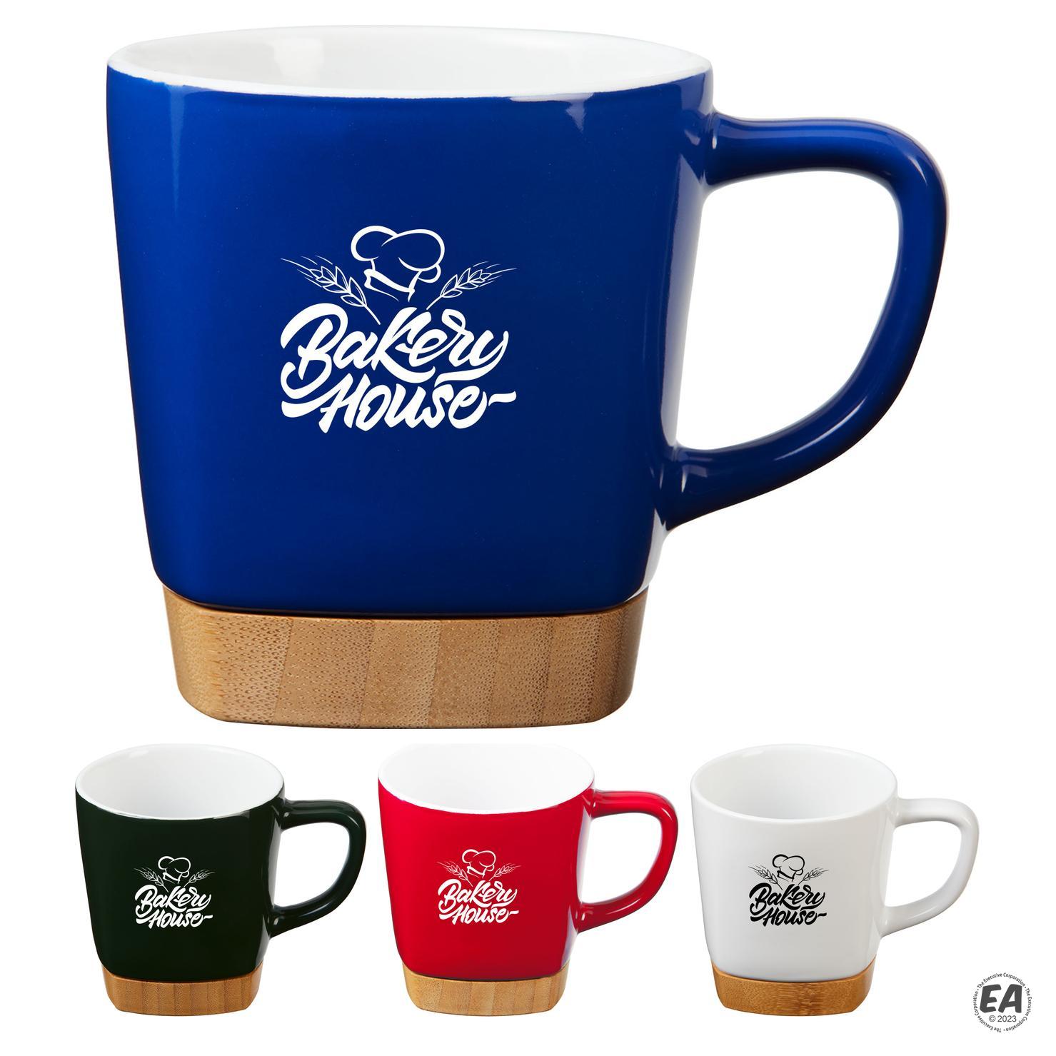 Promotional 11 oz. Ceramic Mug with Removable Bamboo Coaster | Custom ...